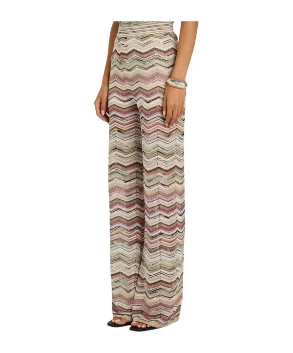 Missoni Chevron Wide-leg Metallic-knit Trousers