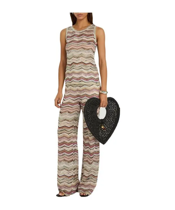 Missoni Chevron Wide-leg Metallic-knit Trousers