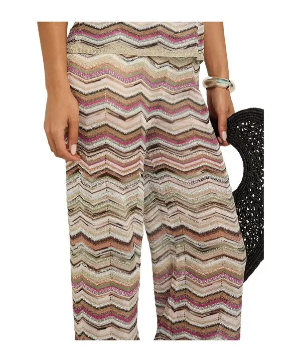 Missoni Chevron Wide-leg Metallic-knit Trousers