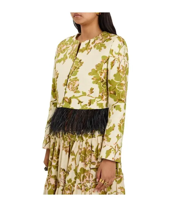 La DoubleJ Bijoux Feather-trim Woven Jacket