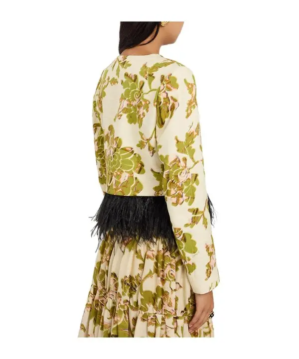 La DoubleJ Bijoux Feather-trim Woven Jacket