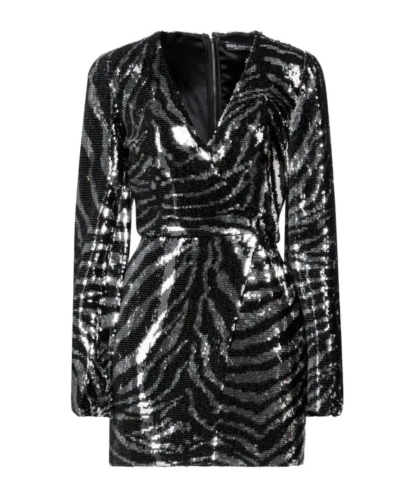 Dolce & Gabbana Sequin V-neck Long Sleeve Dress
