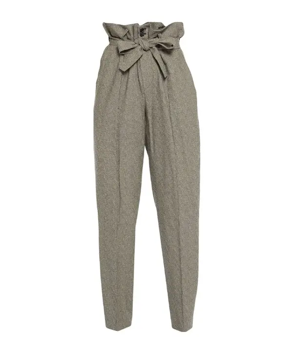 Isabel Marant Étoile Two-tone Belted Paper Bag Waist Trousers - Gray