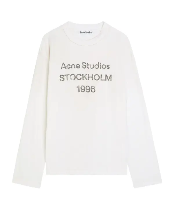Acne Studios Logo-print Long-sleeve Cotton-blend T-shirt