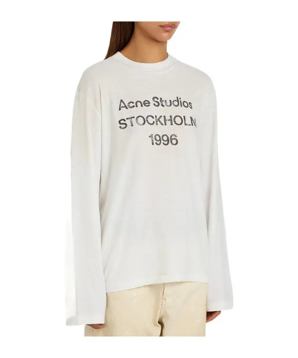 Acne Studios Logo-print Long-sleeve Cotton-blend T-shirt