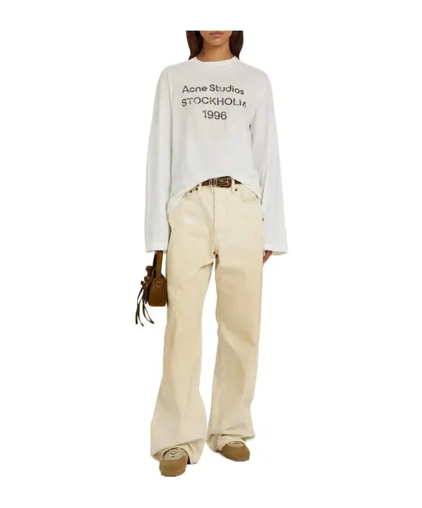 Acne Studios Logo-print Long-sleeve Cotton-blend T-shirt
