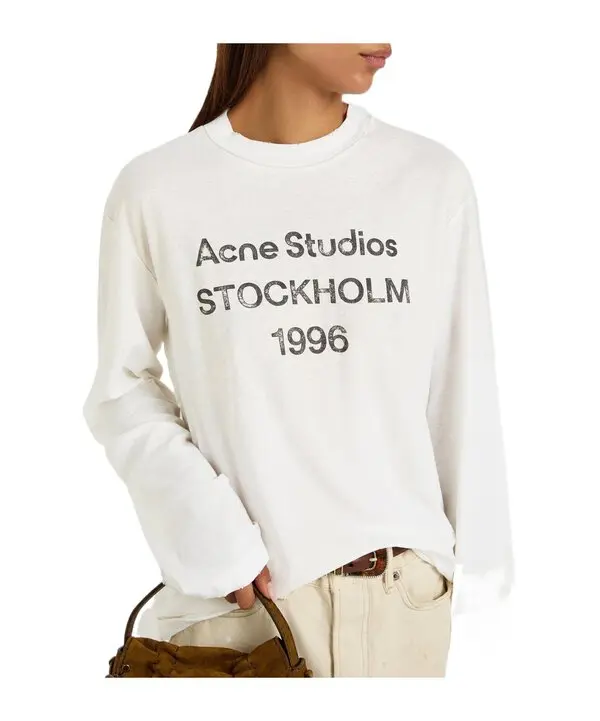 Acne Studios Logo-print Long-sleeve Cotton-blend T-shirt