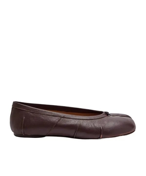 MAISON MARGIELA Solid Colour Leather Ballet Flats - Black