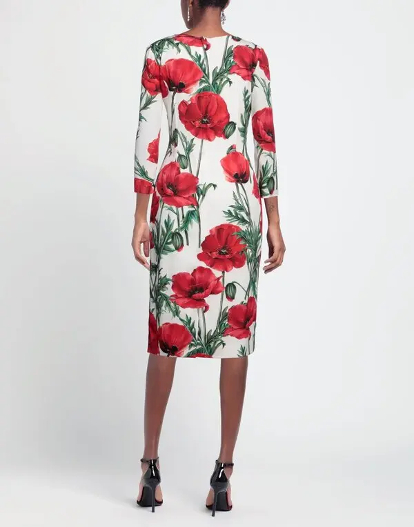 Dolce & Gabbana Floral Print Stretch Crepe Long Sleeve Dress