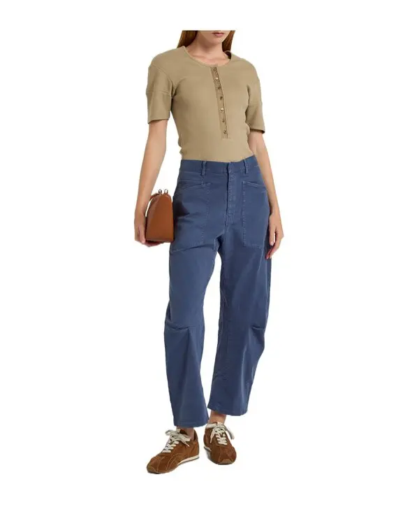 NILI LOTAN Barrel-leg Stretch-cotton Trousers