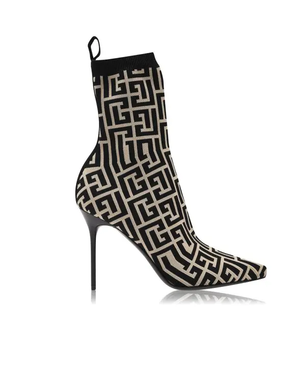 Balmain Logo High-heeled Sock Boots