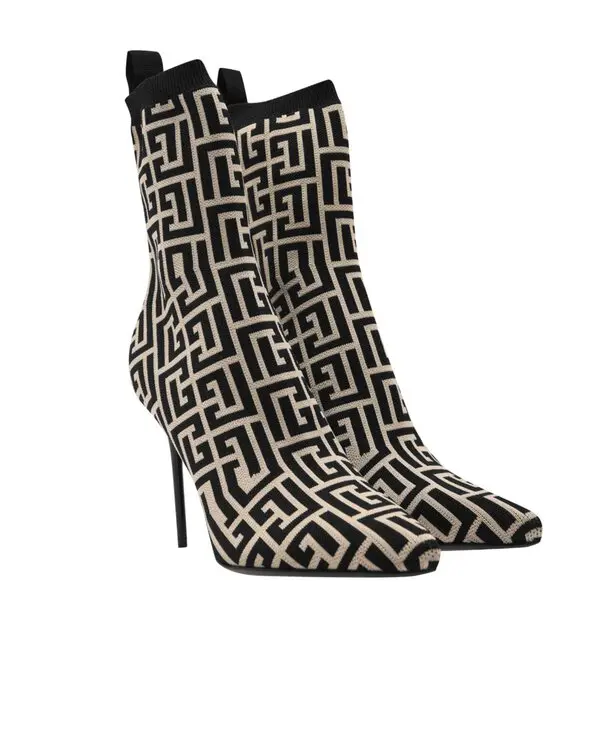 Balmain Logo High-heeled Sock Boots