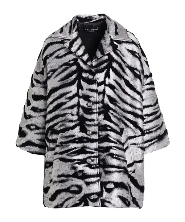 Dolce & Gabbana Zebra Jacquard 3/4 Sleeve Coat - Gray