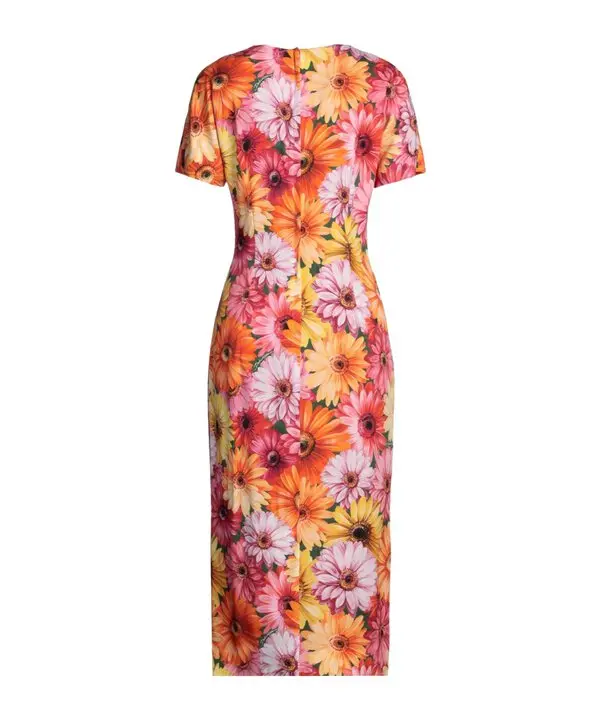 Dolce & Gabbana Short Sleeve Floral Print Midi Dress