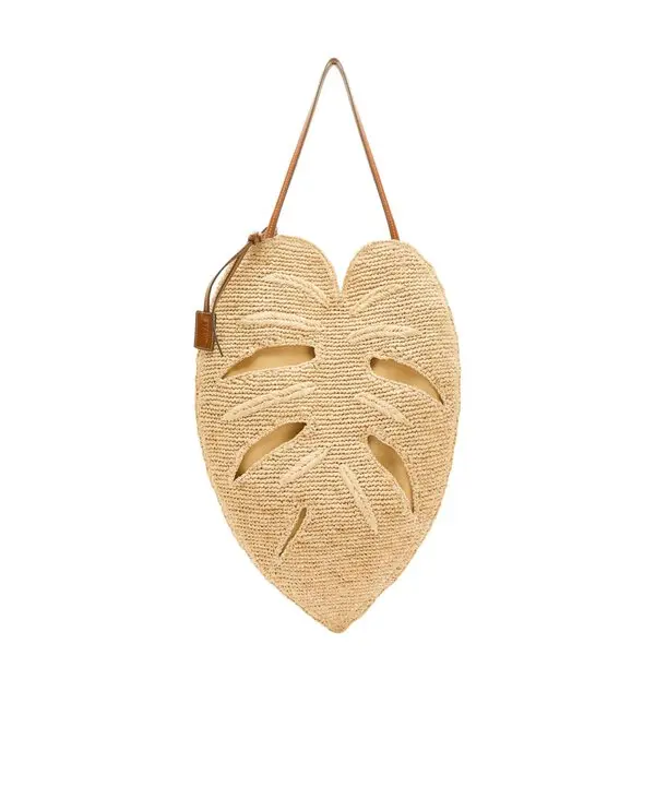 Staud Large Palm Leather And Raffia Shoulder Bag
