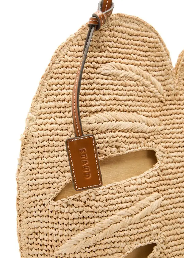 Staud Large Palm Leather And Raffia Shoulder Bag