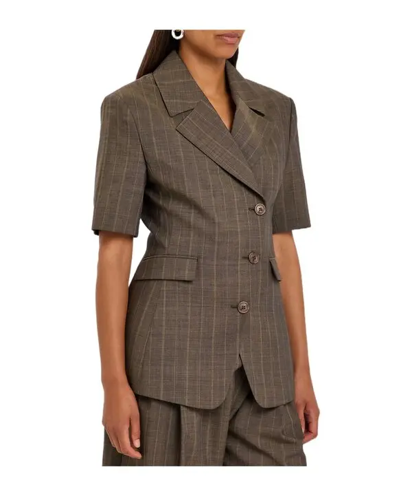 GANNI Pinstriped Double-breasted Wool Blazer