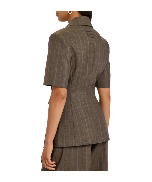GANNI Pinstriped Double-breasted Wool Blazer