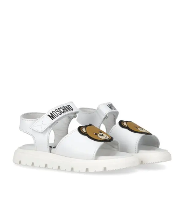 Moschino Round Toe Sandals With Bear Embellishment