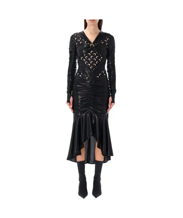 MARINE SERRE Pleated Dress - Black