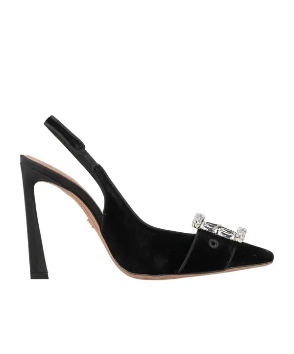 Dolce & Gabbana Velvet Pointed Toe Embellished Slingback Pumps