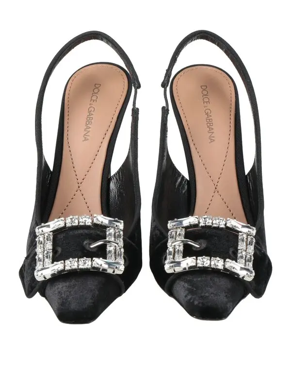 Dolce & Gabbana Velvet Pointed Toe Embellished Slingback Pumps