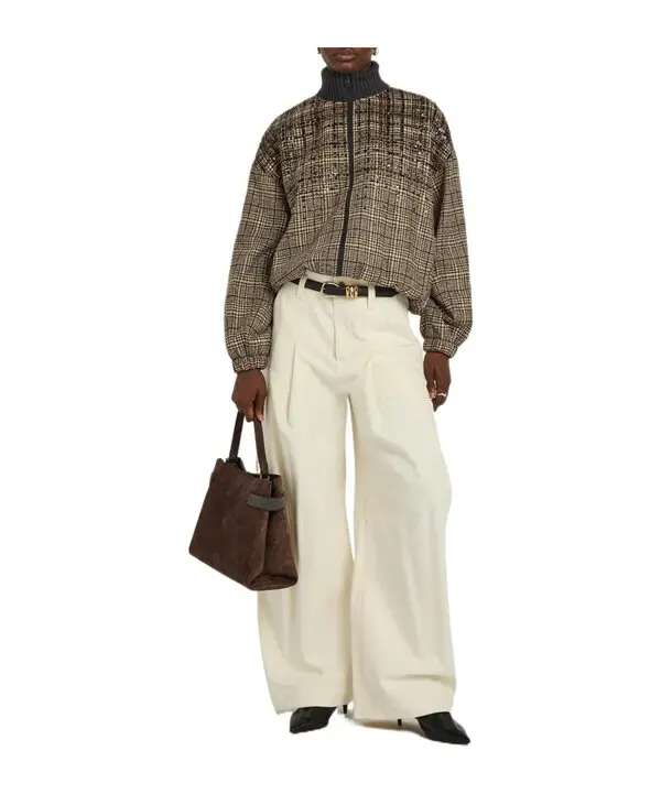 Brunello Cucinelli Padded Houndstooth Alpaca-blend Bomber Jacket