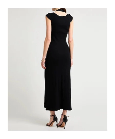 MAXCO. Max&co. Ribbed-knit V-neck Button-front Maxi Dress