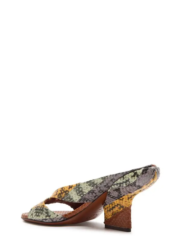 Dries Van Noten Crocodile-effect Leather Mules - Brown