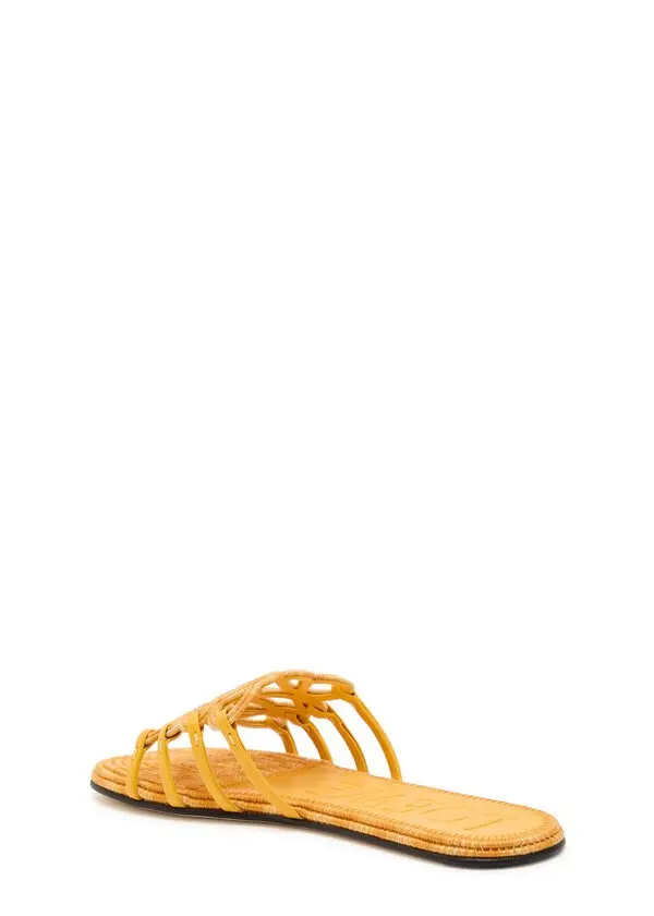 Loewe Embroidered Leather Sliders - Orange