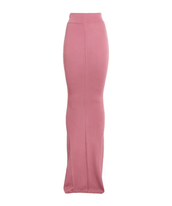 Rick Owens Minimalist Solid Color Knit Midi Skirt