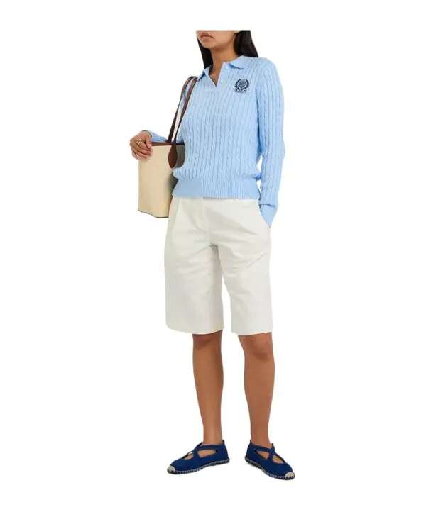 Polo Ralph Lauren Cable Knit Cotton Polo Jumper