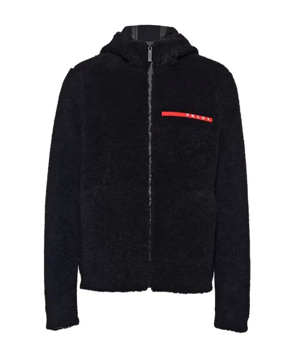 Prada Wool Blend Fleece Cardigan Hoodie
