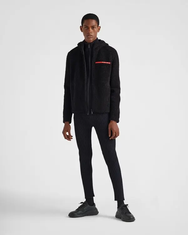 Prada Wool Blend Fleece Cardigan Hoodie
