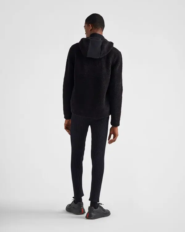 Prada Wool Blend Fleece Cardigan Hoodie