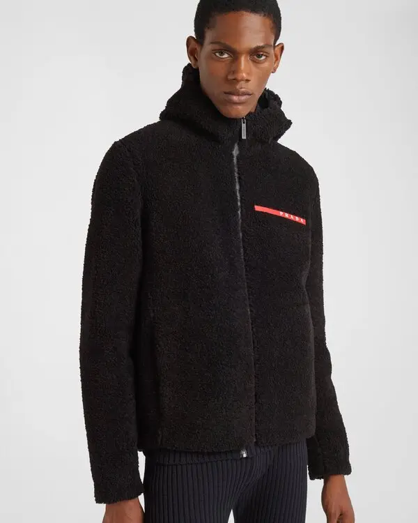 Prada Wool Blend Fleece Cardigan Hoodie