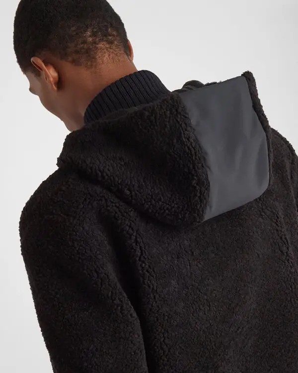 Prada Wool Blend Fleece Cardigan Hoodie