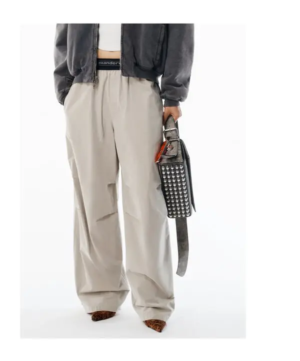 Alexander Wang Logo Waistband Mid-waisted Pants - Stone Color