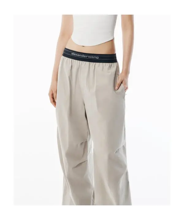 Alexander Wang Logo Waistband Mid-waisted Pants - Stone Color