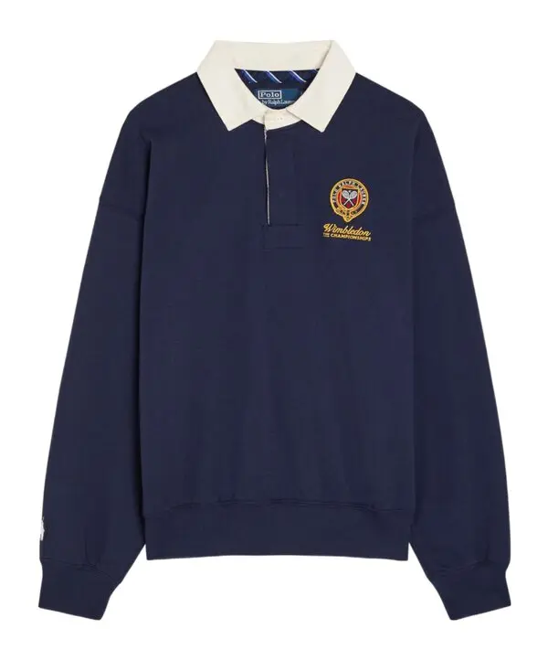 Polo Ralph Lauren Embroidered Cotton Rugby Top - Blue