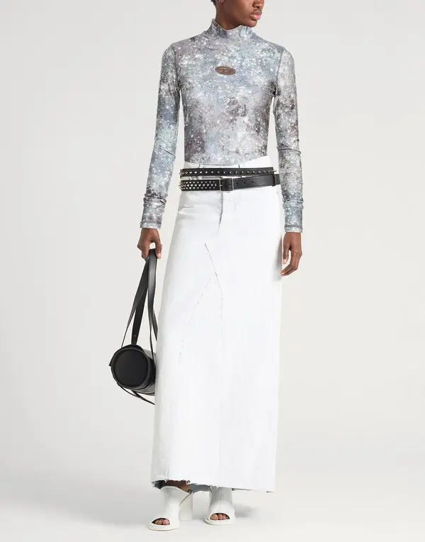DIESEL® Long Sleeve Mock Neck T-shirt With Crystal Embellishments