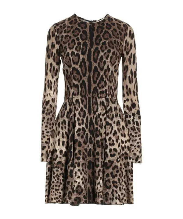 Dolce & Gabbana Leopard Print Long Sleeve Dress