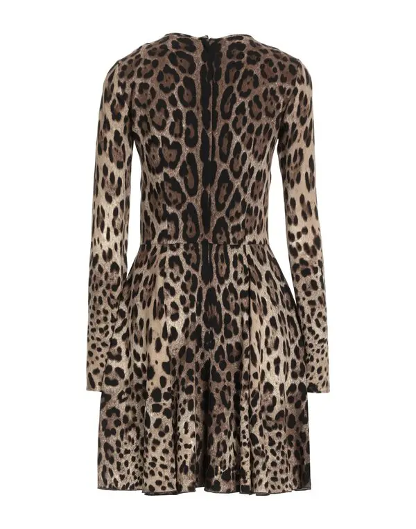 Dolce & Gabbana Leopard Print Long Sleeve Dress