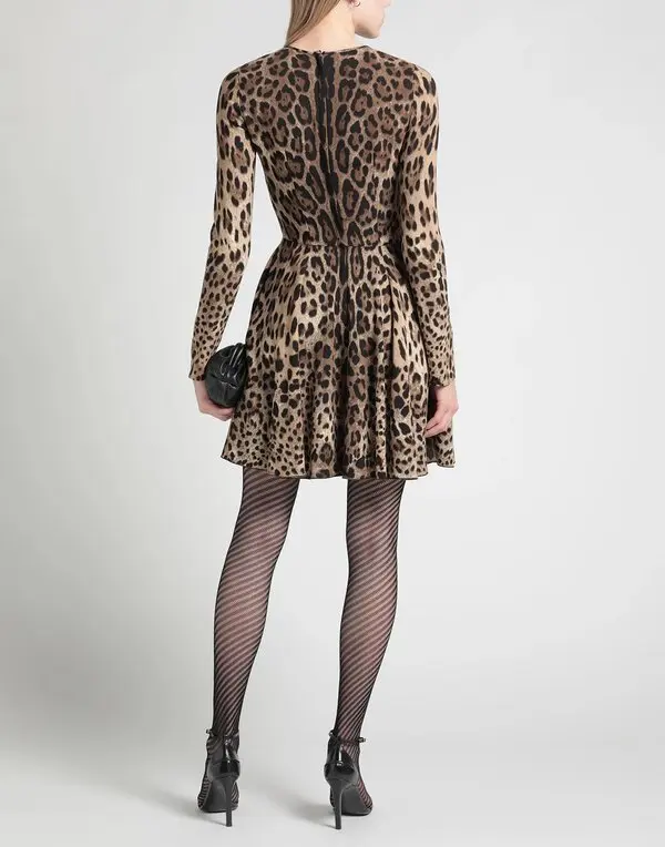 Dolce & Gabbana Leopard Print Long Sleeve Dress