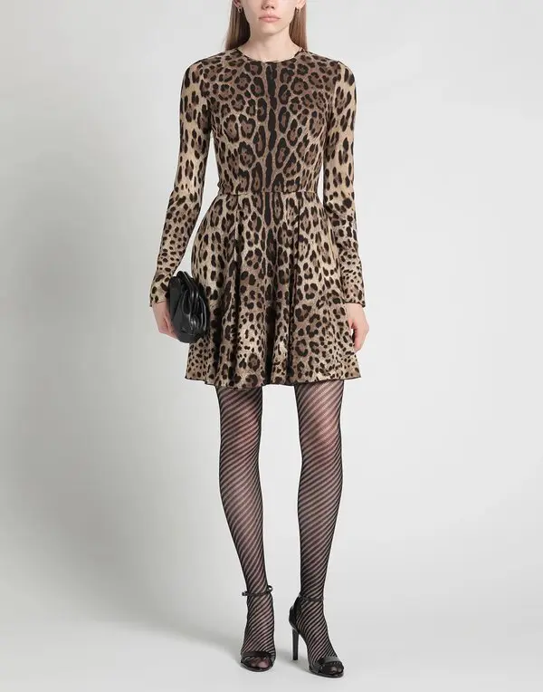 Dolce & Gabbana Leopard Print Long Sleeve Dress