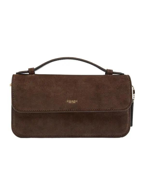 COACH Suede Top Handle Bag - Brown