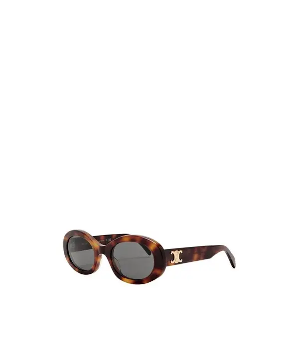 Celine Oval Tortoiseshell Sunglasses With Logo Detail