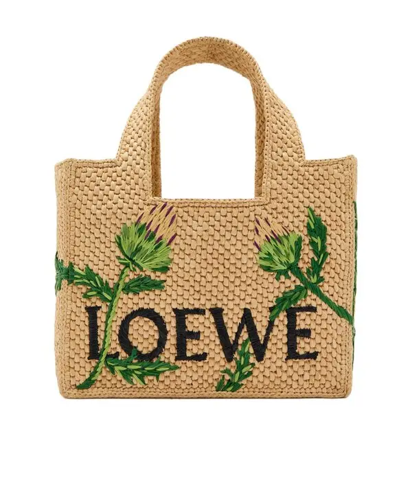 Loewe X Paula's Ibiza Embroidered Raffia Tote Bag