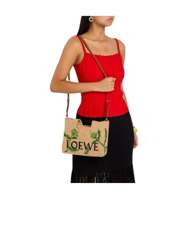 Loewe X Paula's Ibiza Embroidered Raffia Tote Bag