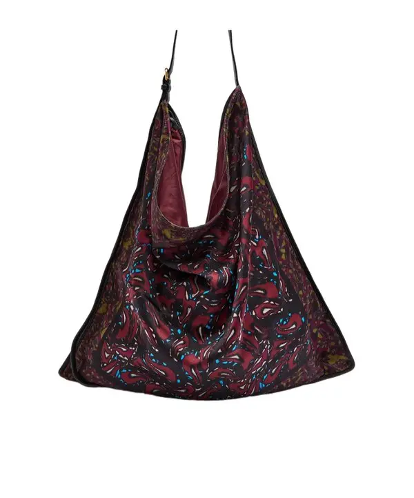 Dries Van Noten Scarf Large Leather And Satin Tote - Black